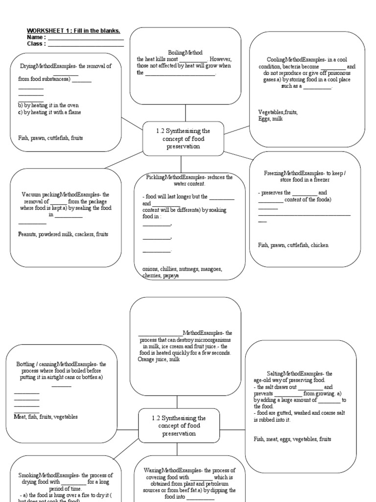 Worksheet 1 | PDF | Food Preservation | Juice