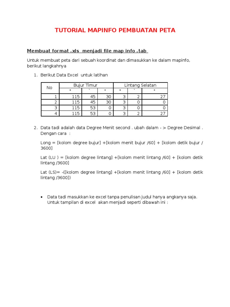 Tutorial Mapinfo Pembuatan Peta | PDF | Metode & Bahan Ajar | Teknologi & Rekayasa