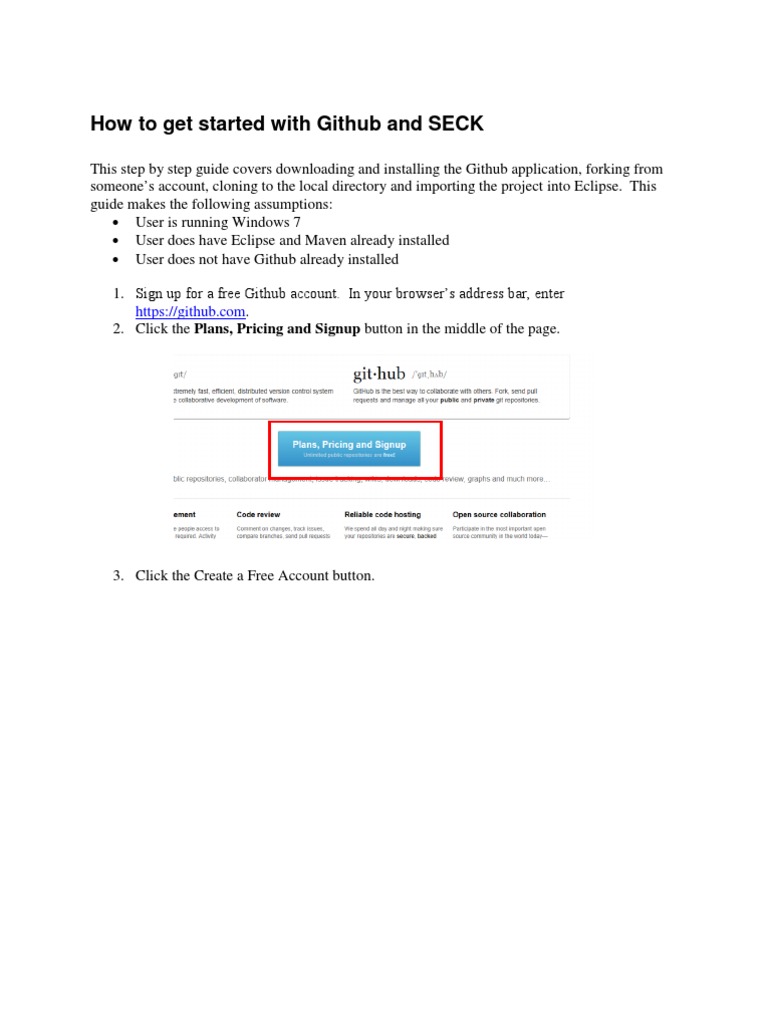 How To Get Started With Github and SECK | PDF | User (Computing) | Eclipse (Software)