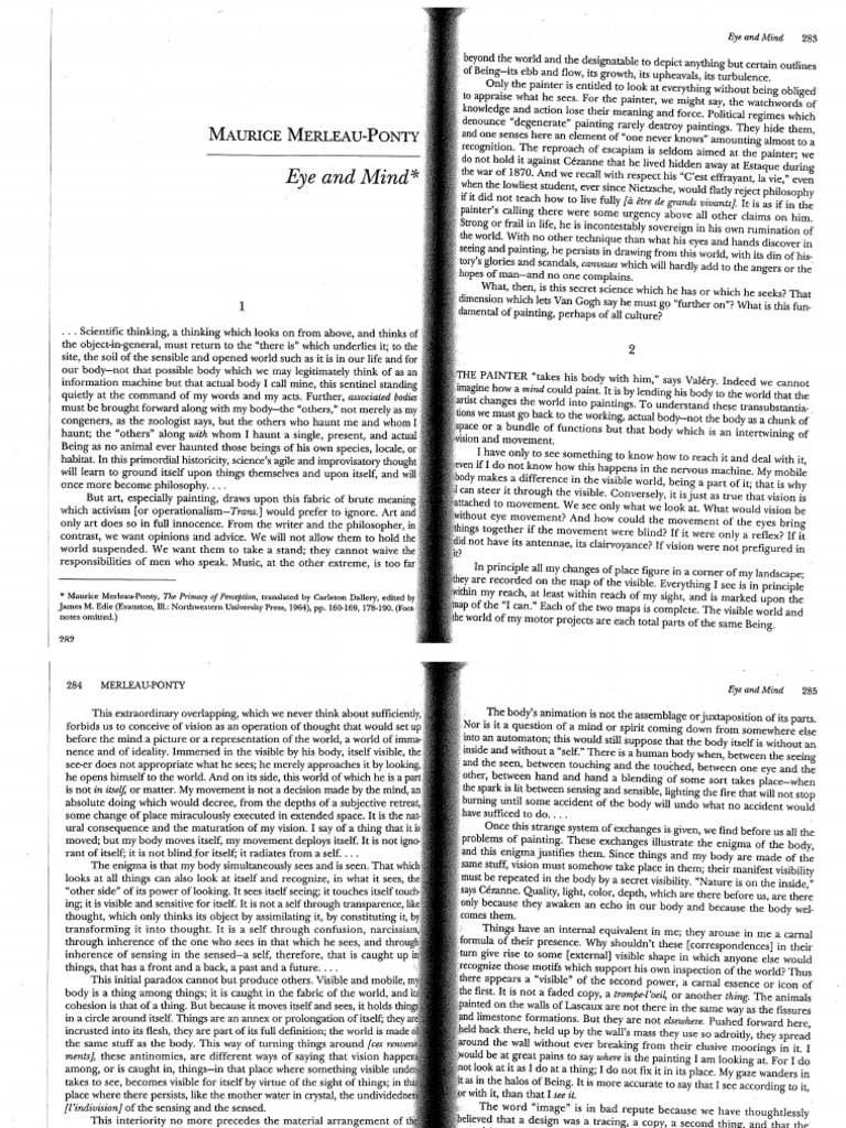 Merleau Ponty - Eye and The Mind | PDF