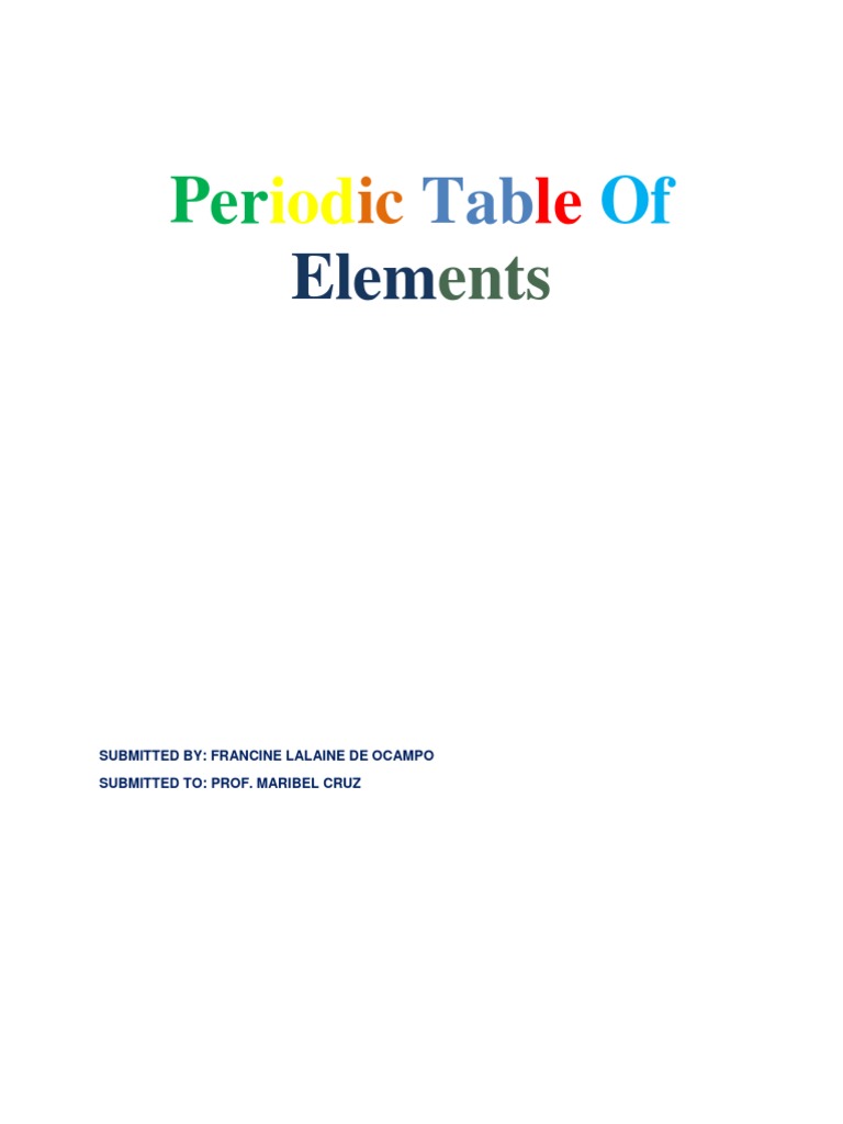 Periodic Table of Elements | PDF | Periodic Table | Chemical Elements