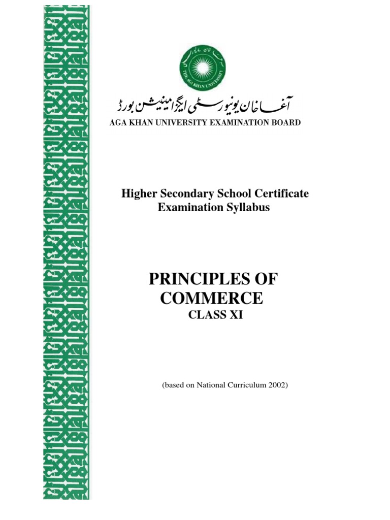 Principles of Commerce Class XI Syllabus | PDF | Curriculum | Partnership