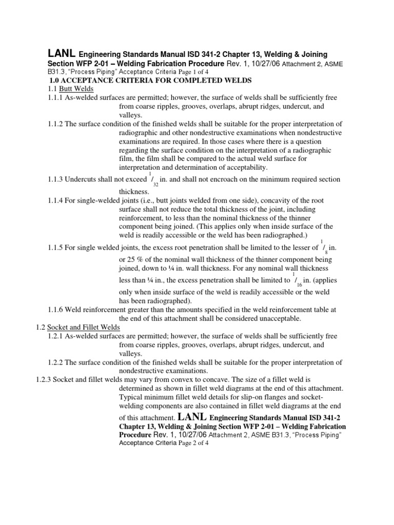 Welding Acceptance Criteria Overview | PDF | Nondestructive Testing ...