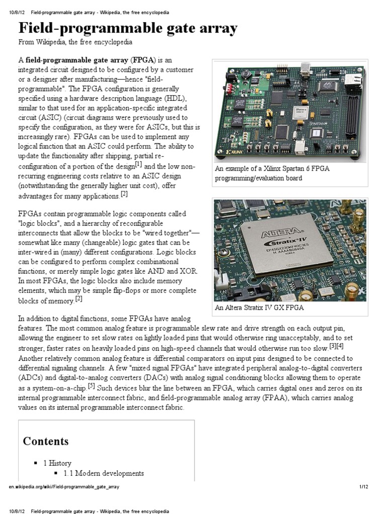 Field-Programmable Gate Array - Wikipedia, The Free Encyclopedia | PDF | Field Programmable Gate ...