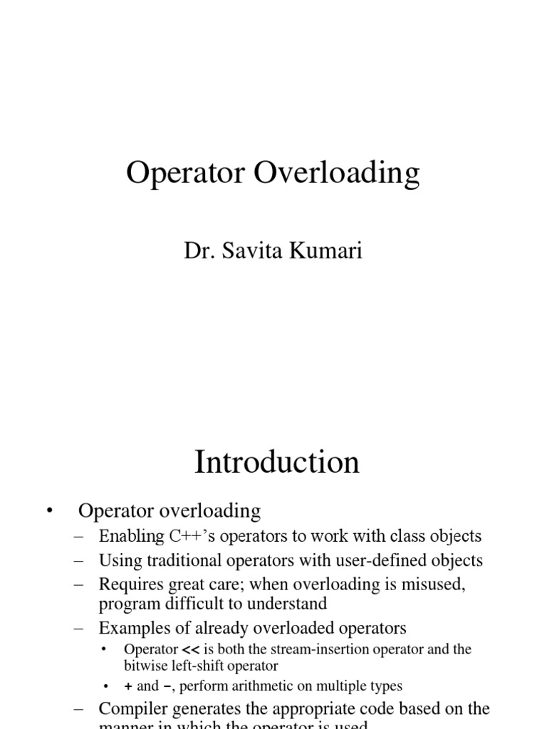 Opertaor Overloading | PDF | Subroutine | Programming Paradigms Opertaor Overloading | PDF | Subroutine | Programming Paradigms
