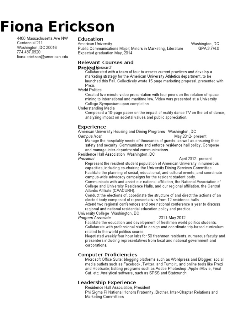 Resume Aug | PDF | American University | Blog