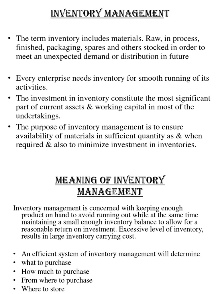 Inventory Management Notes | PDF | Inventory | Stocks