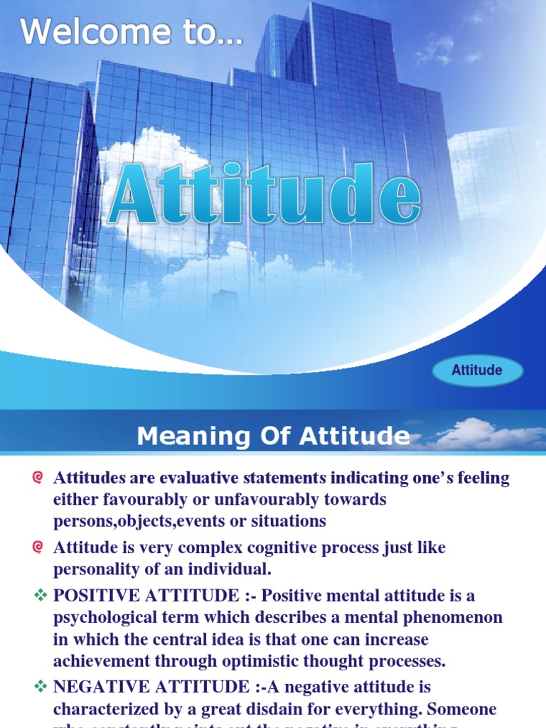 Attitude PPT (MBA Hons.) | PDF | Attitude (Psychology) | Affect ...