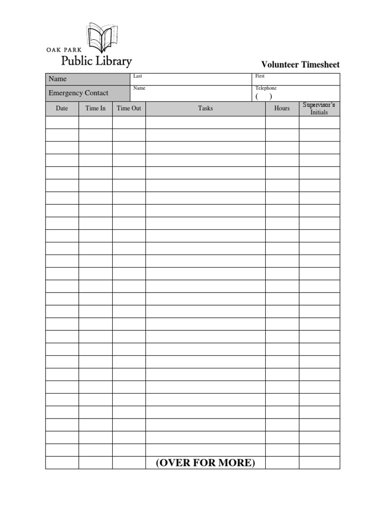 Volunteer Time Sheet | PDF