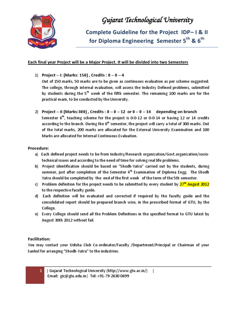 Gtu Project Format | Academic Term | Engineering