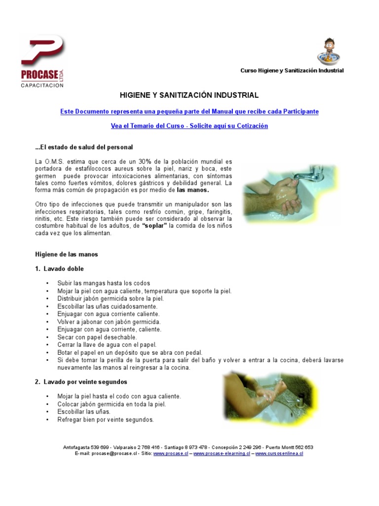 MEI 679 - Higiene y Sanitización Industrial PDF | PDF | Lavado de manos | Enfermedades animales