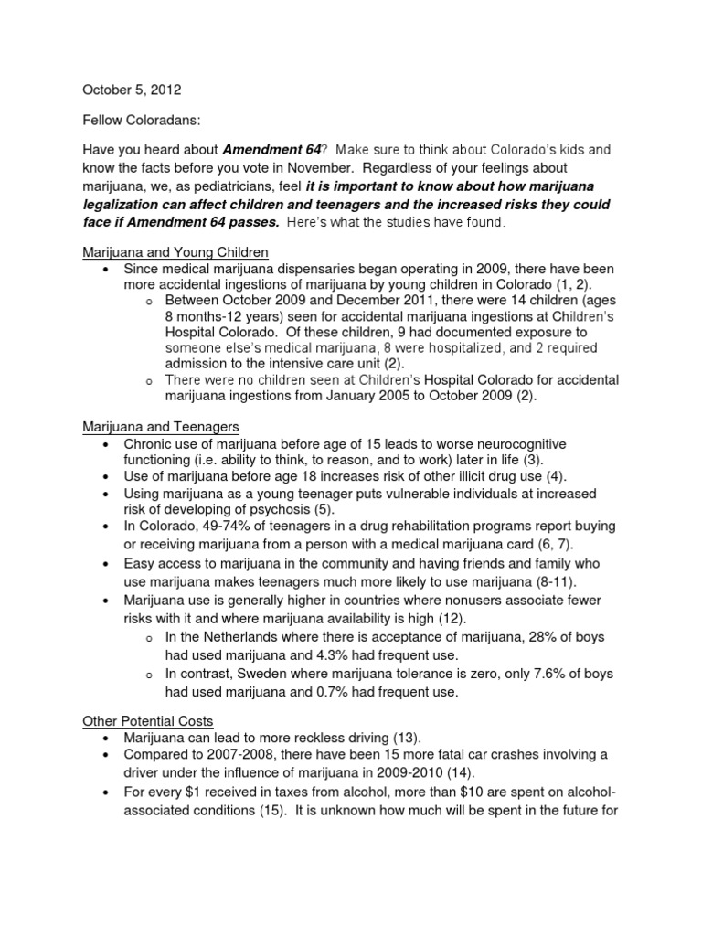 Impact of Amendment 64 on Youth | PDF | Cannabis (Drug) | Substance Abuse