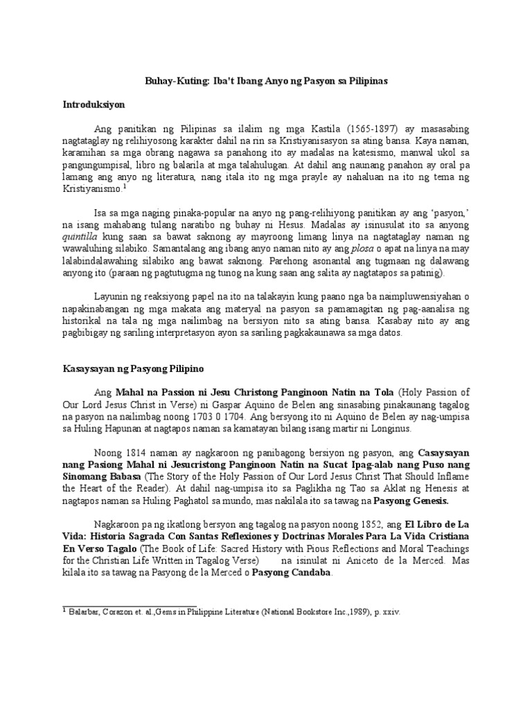 Iba't Ibang Anyo NG Pasyon Sa Pilipinas | PDF