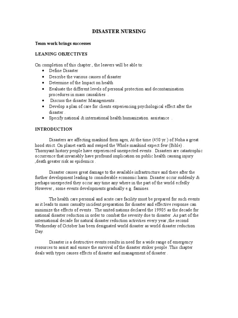 Types of Disaster Nursing Explained | PDF | Emergency Management ...