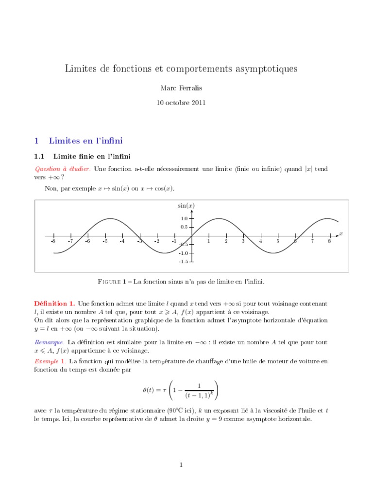Limites de Fonctions Et Comportements Asymptotiques | PDF | Asymptote ...