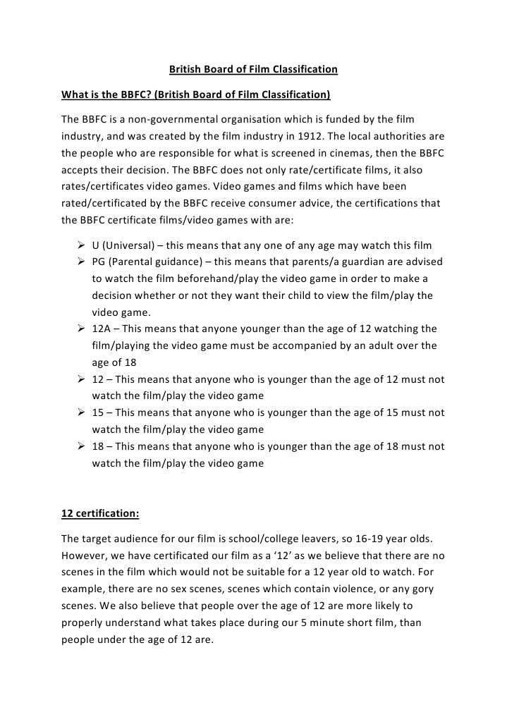 BBFC Film Certification Explained | PDF