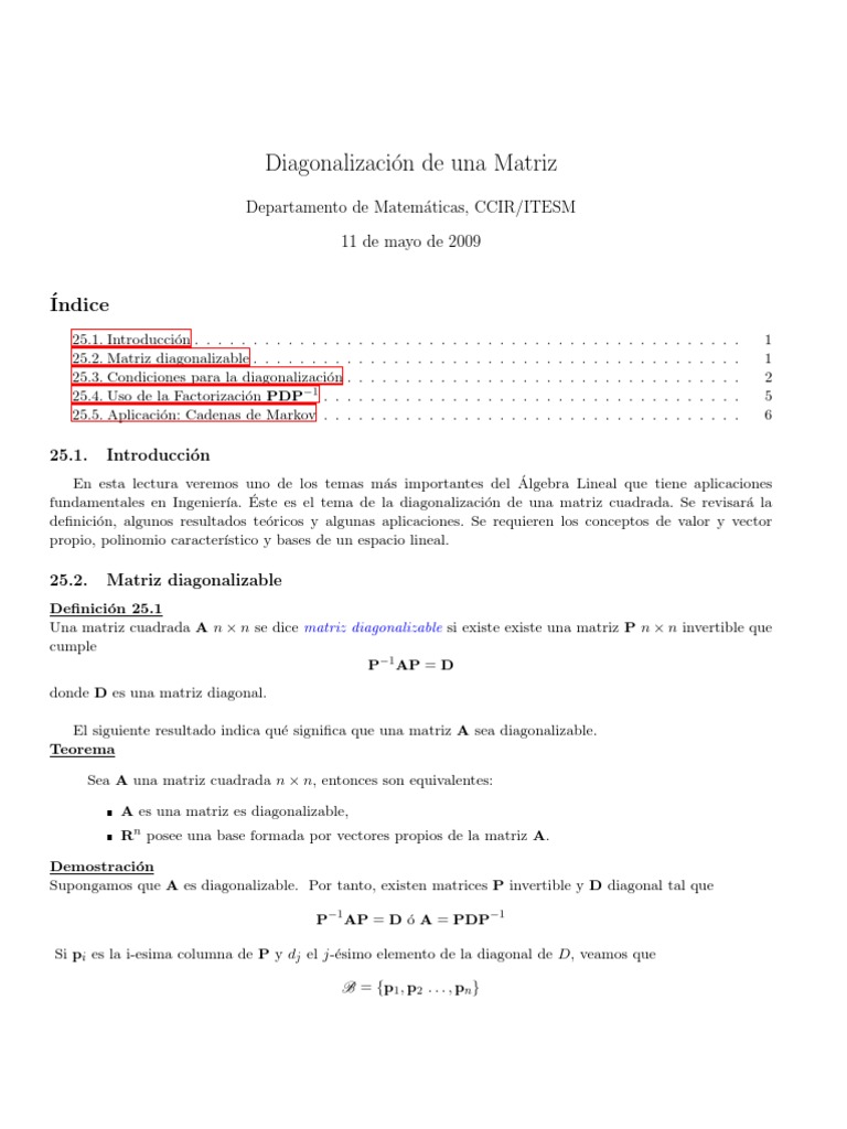 Diagonalización de Una Matriz | PDF | Valores propios y vectores propios | Funciones y mapeos