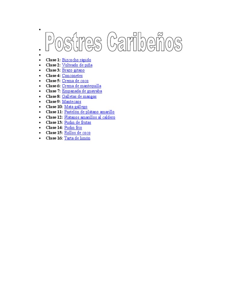 Postres Caribeños | PDF | Alimentos | Comida y bebida