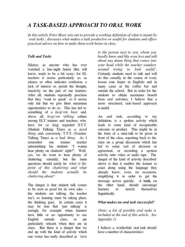 Peter Moor-A Task-Based Approach | PDF | Conversation | Semiotics