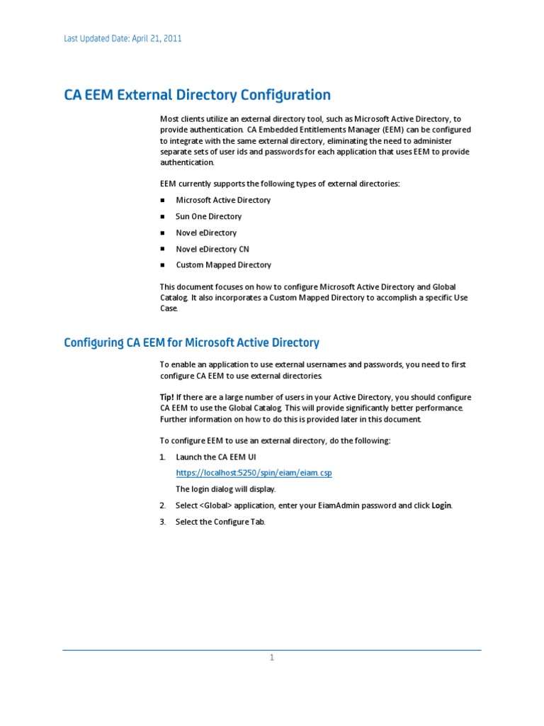 Configuring CA EEM with Active Directory | PDF | Active Directory ...