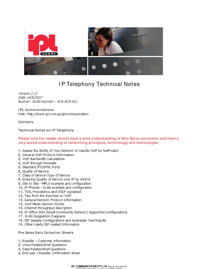 IPL IP Telephony Technical Notes 14052007 | PDF | Computers ...