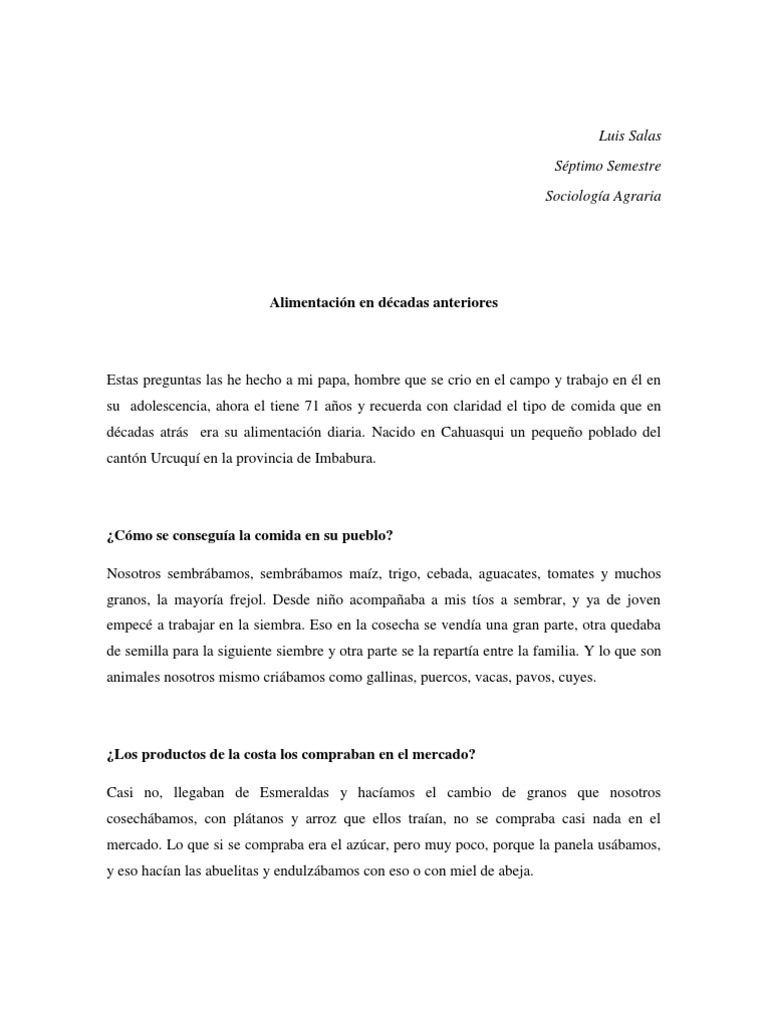 Entrevista Comida Papa | PDF
