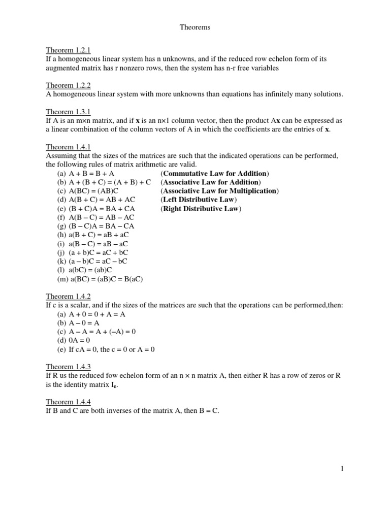 Theorems of Linear Algebra and Matrix Theory | PDF | Matrix ...