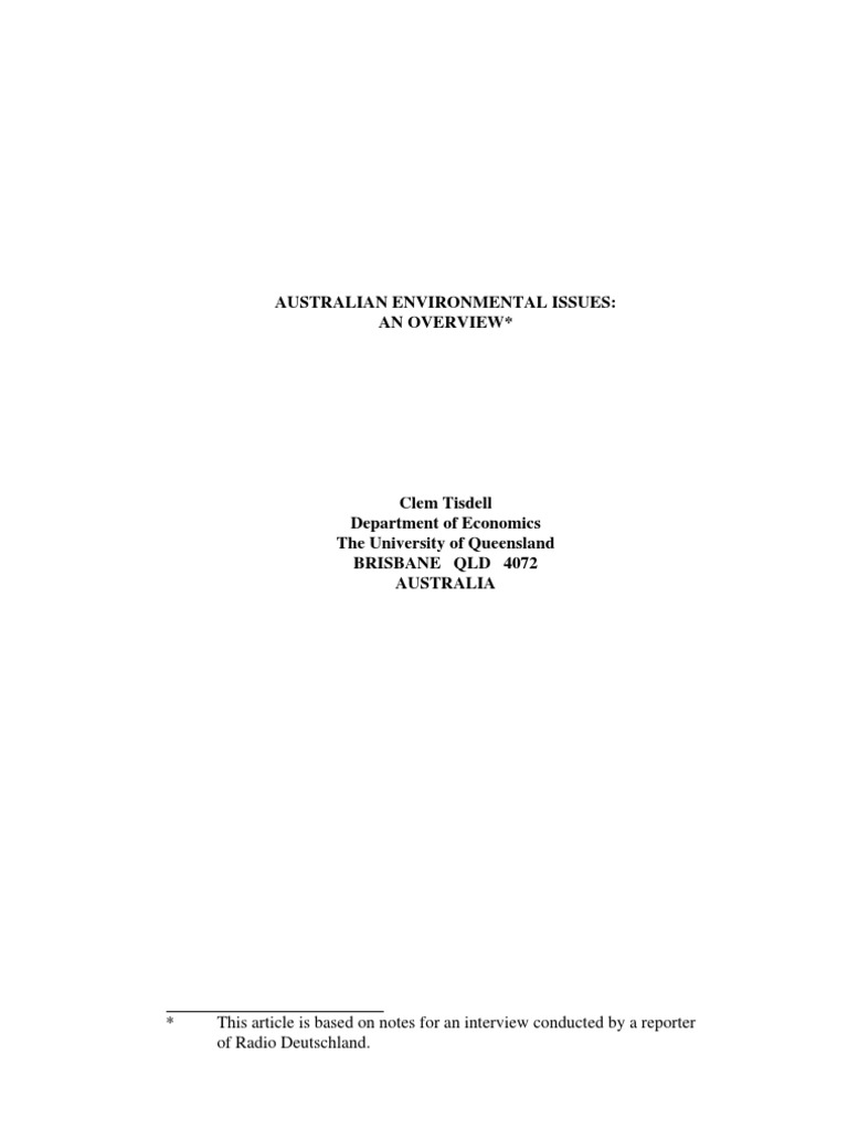 Australian Environmental Issues: An Overview | PDF | Deforestation ...