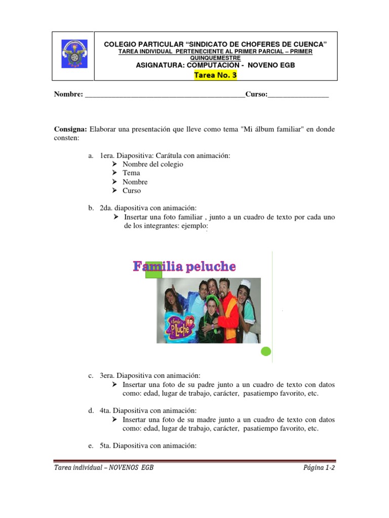 Tarea No. 3 Noveno Presentación Mi Familia en POWER POINT | PDF | Artes ...