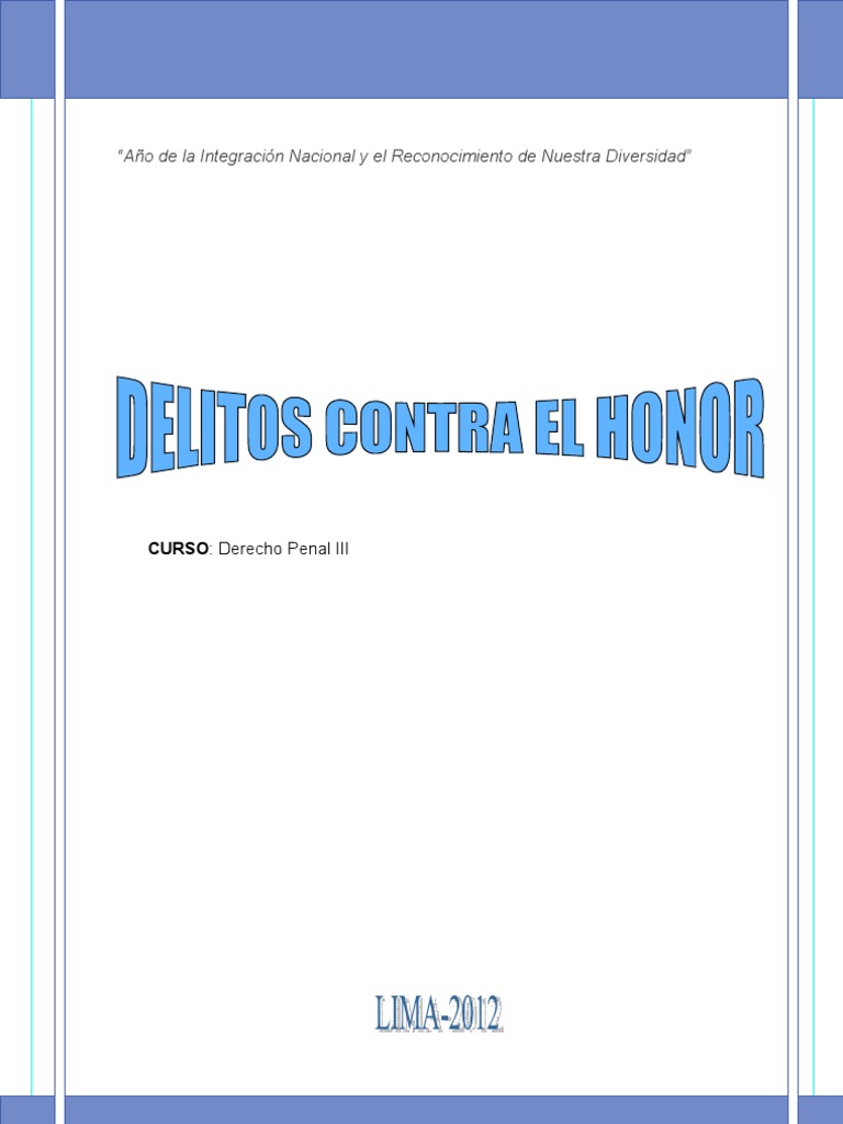 Delitos Contra El Honor | PDF | Delito | Derecho penal