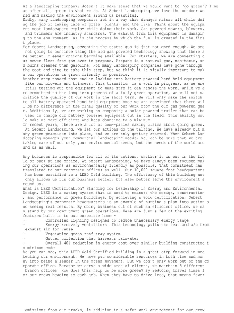 Jeff Sebert Landscaping | PDF | Leadership In Energy And Environmental ...