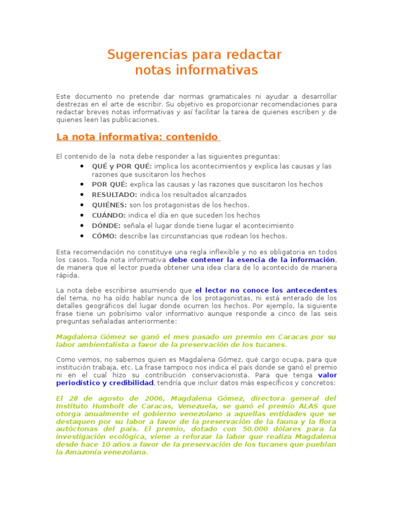 Sugerencias para Redactar Notas de Prensa | PDF | Venezuela | Información