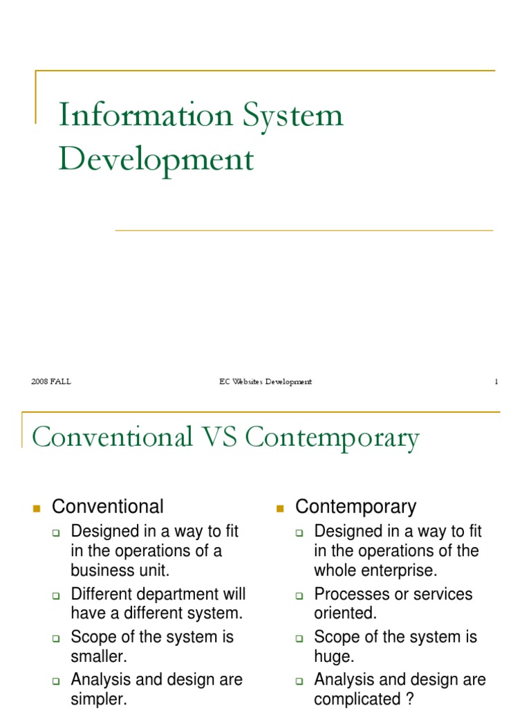 Information System Development: 2008 FALL EC Websites Development 1 ...