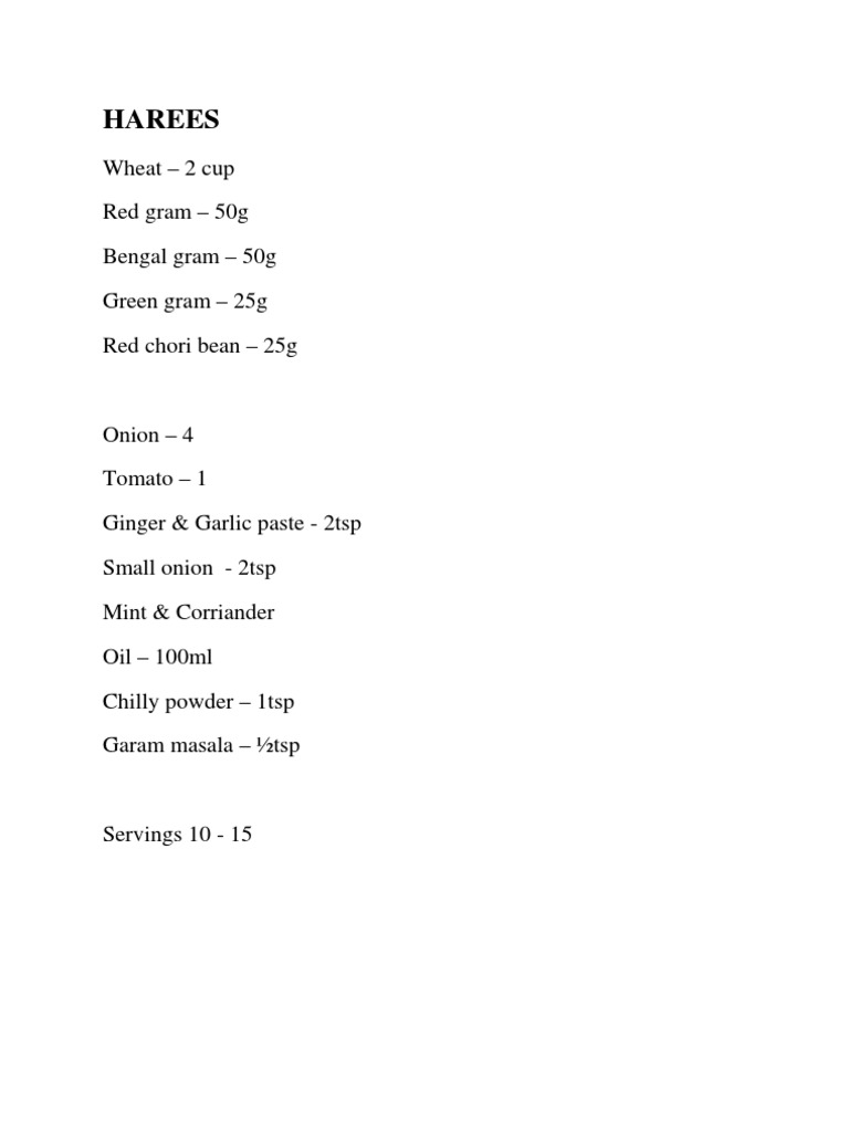 Traditional Harees Recipe | PDF