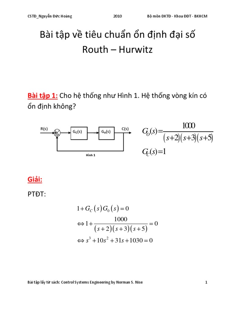 Routh Hurwitz | PDF