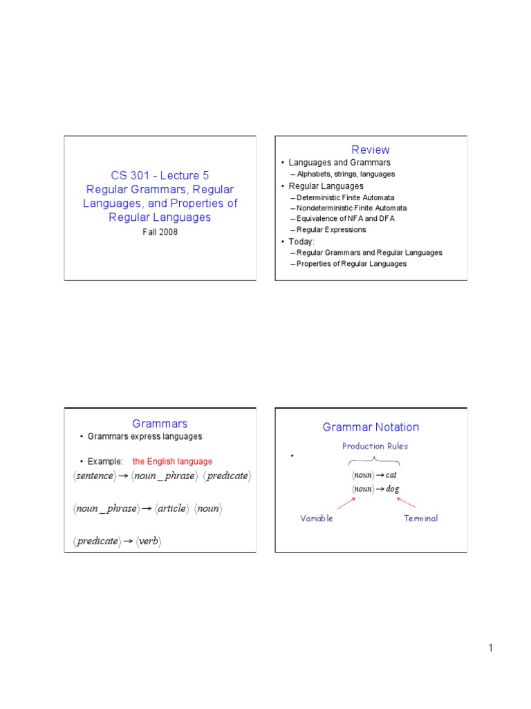 Regular Grammar, Regular Languages and Properties of Regular Languages ...