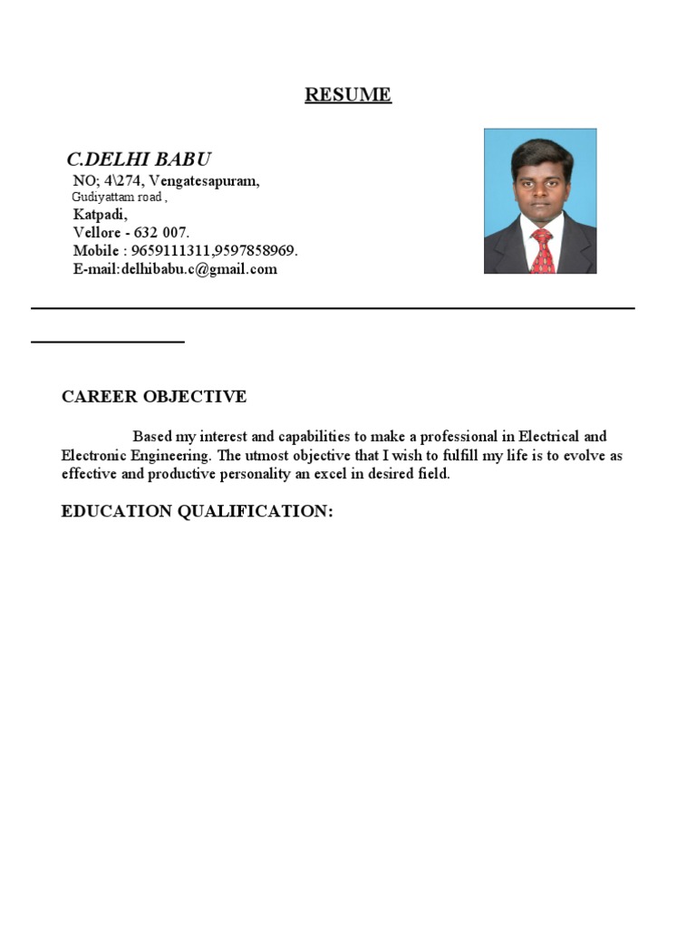 C.Delhi Babu: Resume | PDF | Technology & Engineering