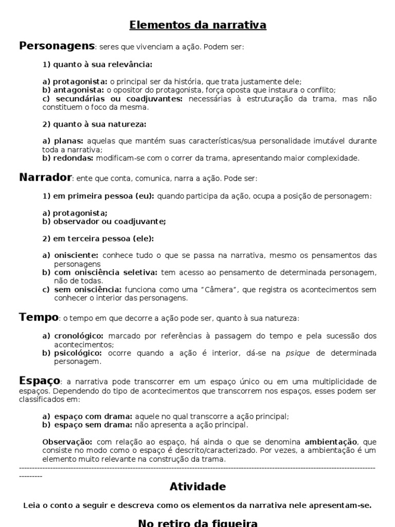 Elementos Da Narrativa | PDF | Narração | Tempo