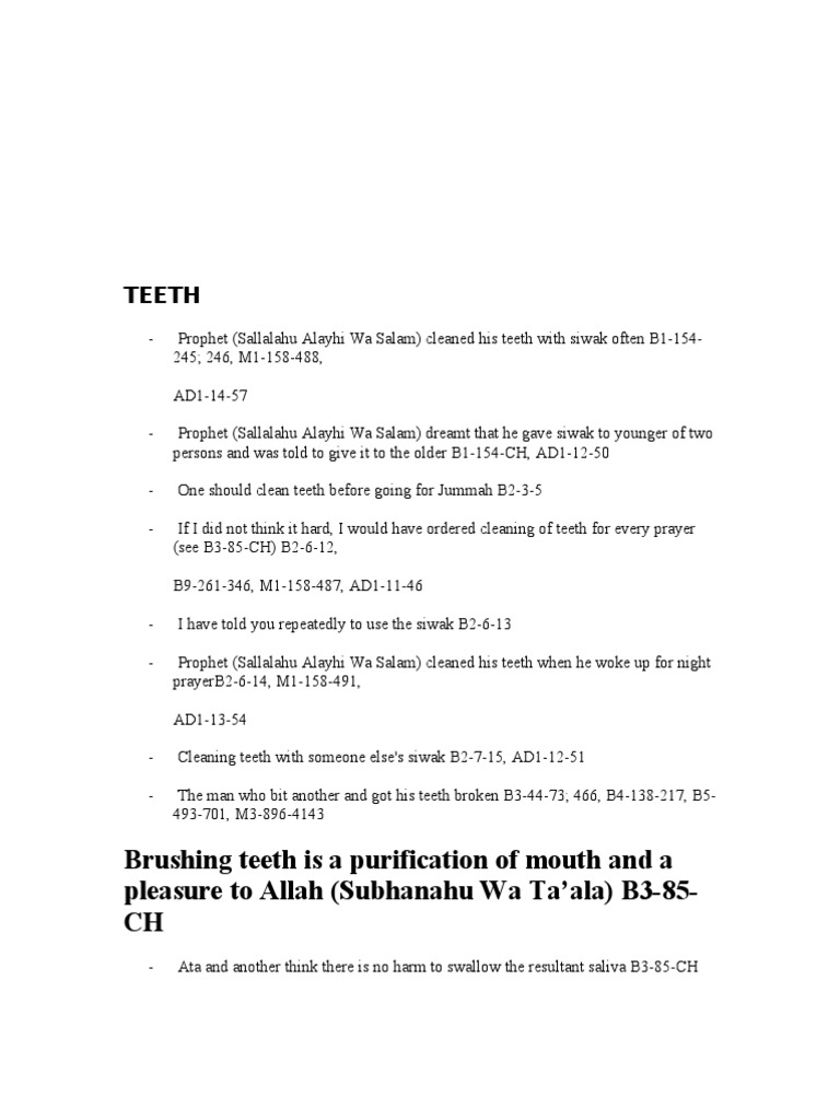 Brushing Teeth Is A Purification of Mouth and A Pleasure To Allah ...