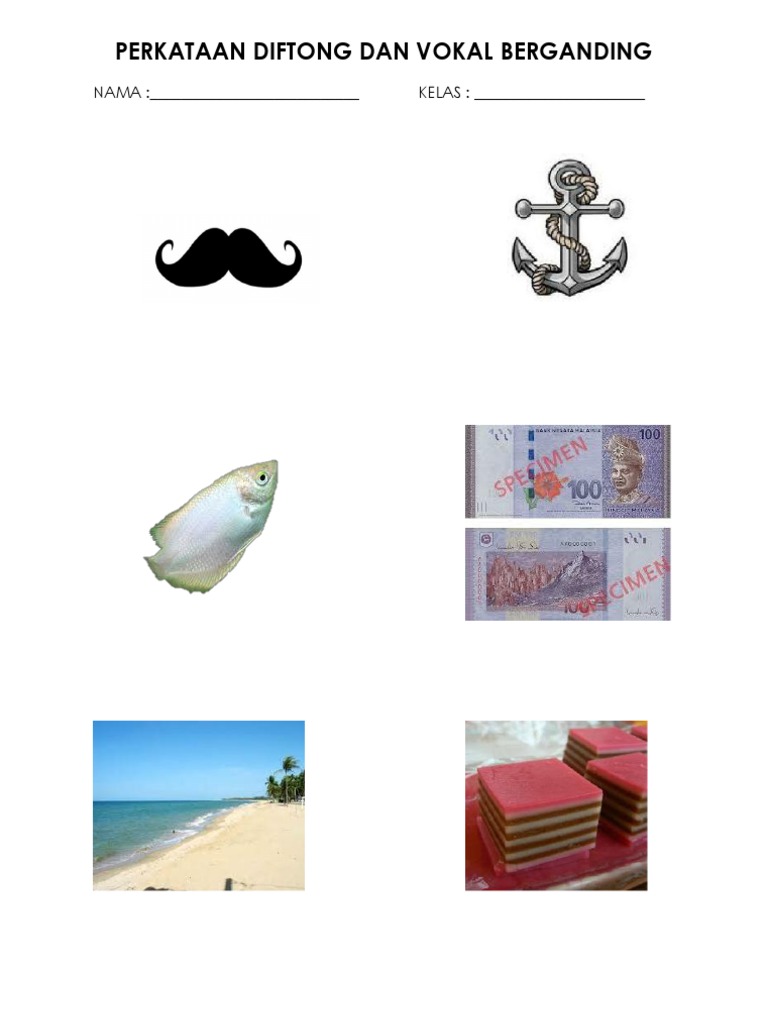 Perkataan Diftong Dan Vokal Berganding-Lembaran Kerja | PDF