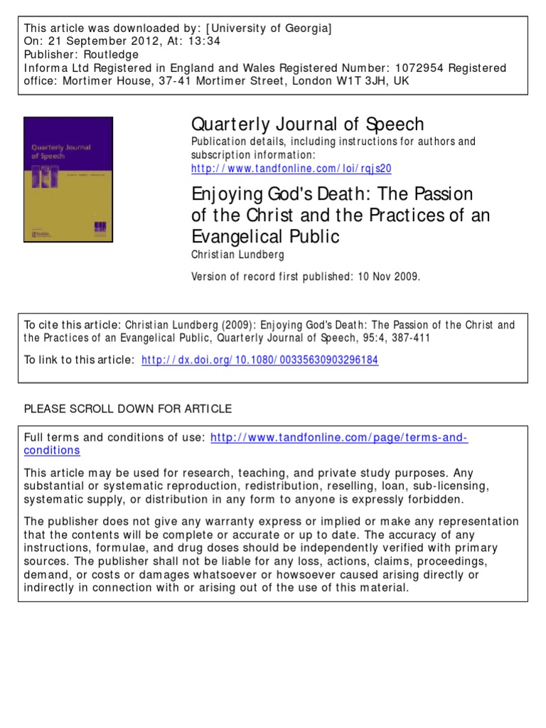 Quarterly Journal of Speech | PDF | Evangelicalism | Jesus