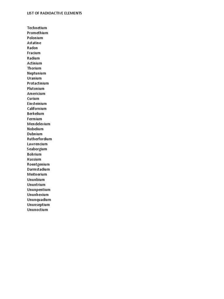 List of Radioactive Elements | PDF