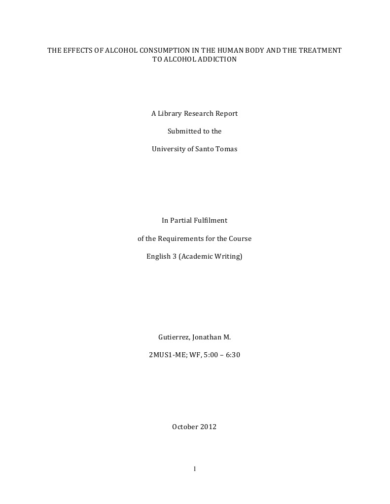 The Effects of Alcohol Consumption in The Human Body and The Treatment ...