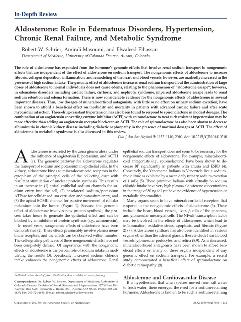 Aldosterona - Review - CJASN | PDF | Chronic Kidney Disease | Heart Failure