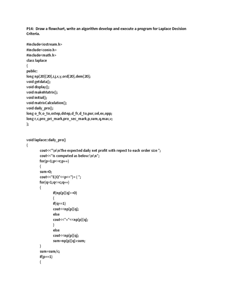 Laplace Decision Algorithm Guide | PDF | Profit (Accounting ...