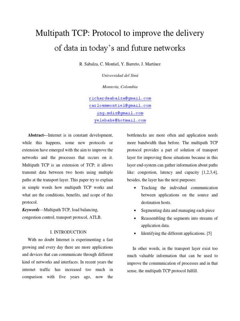 Article Multipath TCP 1 | PDF | Transmission Control Protocol | Network Congestion