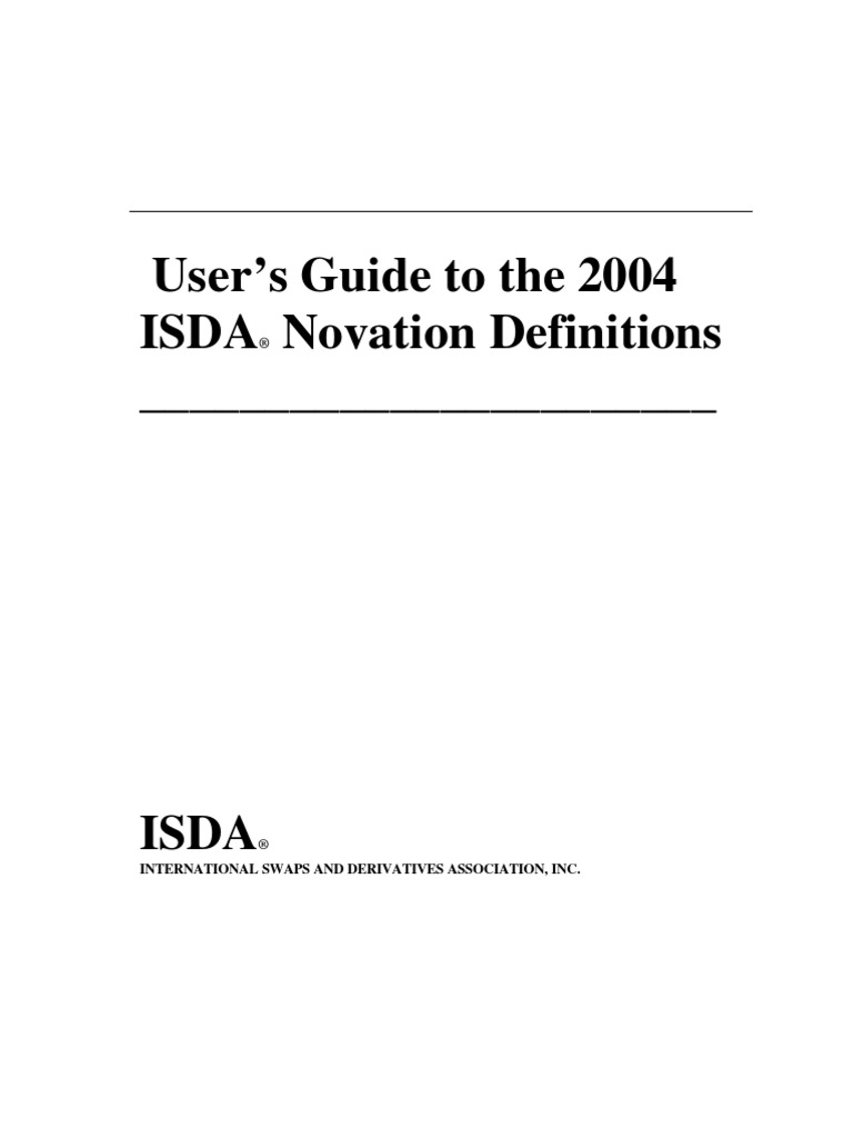 User Guide 2004 ISDA Novation Definitions | PDF | Derivative (Finance ...