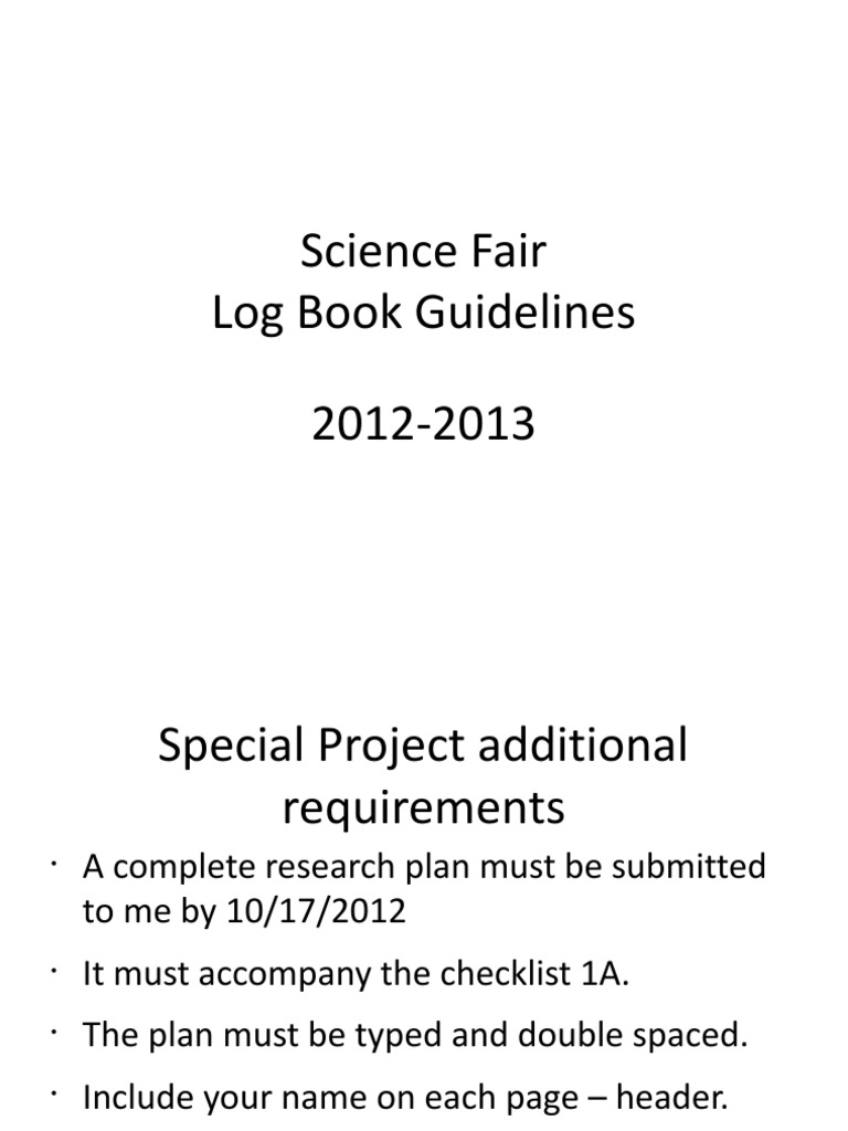 Science Fair Log Book Guidelines 2013 | PDF | Career & Growth | Computers