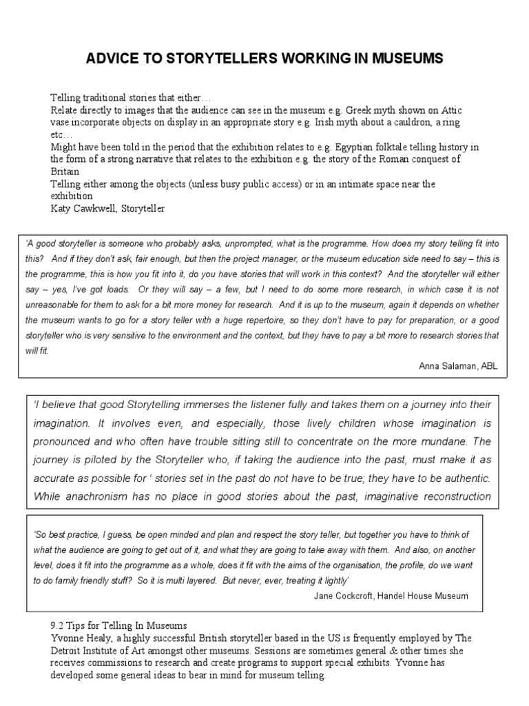 Advice To Storytellers Working in Museums | PDF | Storytelling | Museum