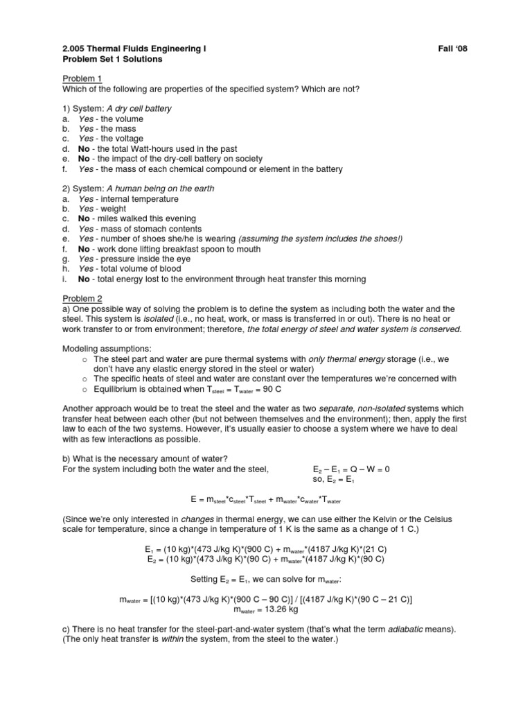 Problem Set 1 - Answers | PDF | Heat Capacity | Heat